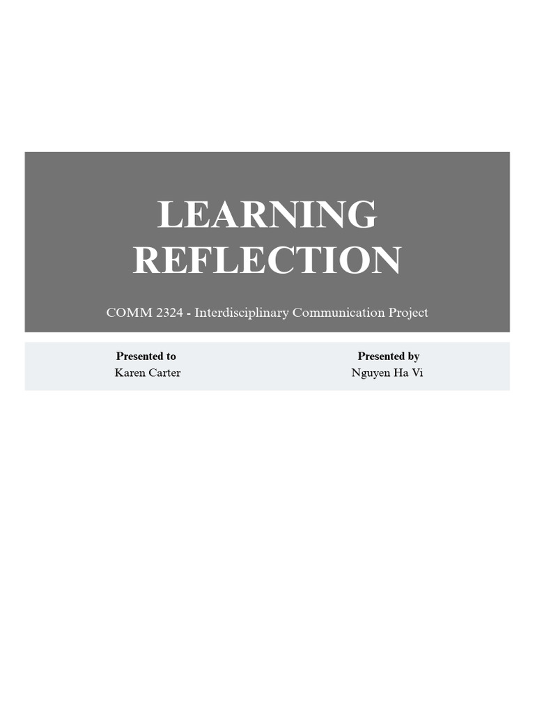 Comm2324 - Asm4 - Learning Reflection - Nguyen Ha Vi - S3987568 | PDF ...