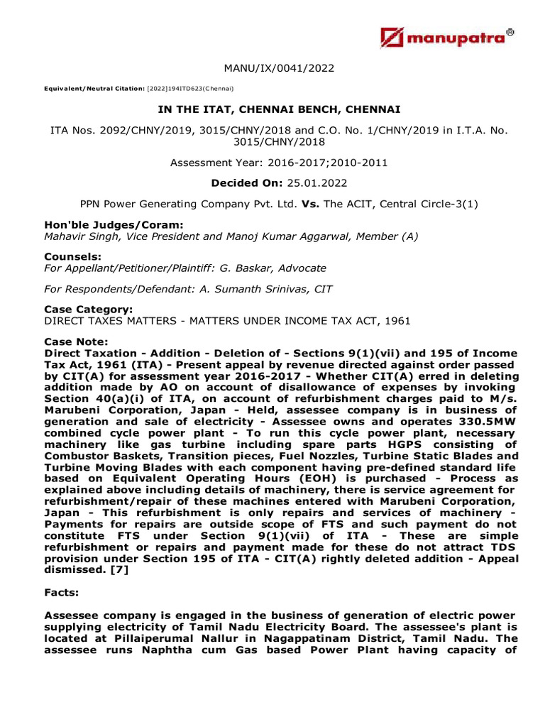 PPN Power Generating Company Pvt Ltd vs the ACIT ...