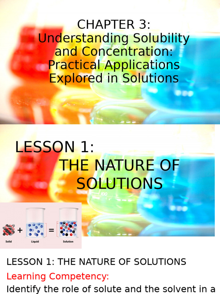 CHAPTER 3 Solutions, Solutbility, and Concentrations | PDF | Solubility | Solvation