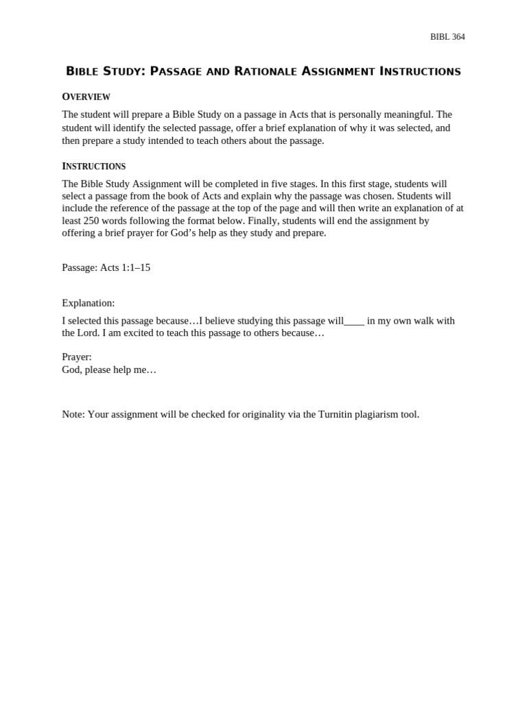 Bible Study Assignment on Acts Passage | PDF