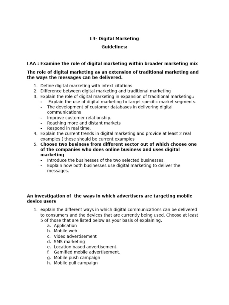 L3 - Digital Marketing Guidlelines 1 | PDF | Digital Marketing | Marketing