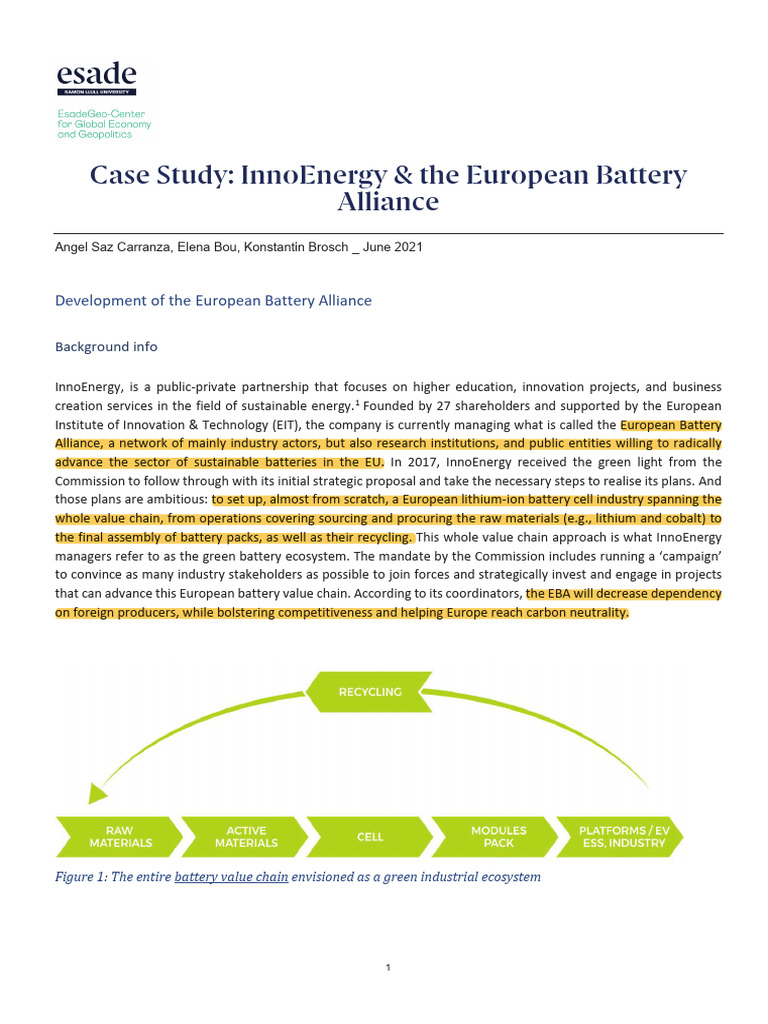 European Battery Alliance Overview | PDF | Electric Vehicle | European ...