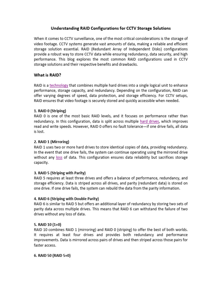RAID Options for CCTV Storage Solutions | PDF | Data Management ...