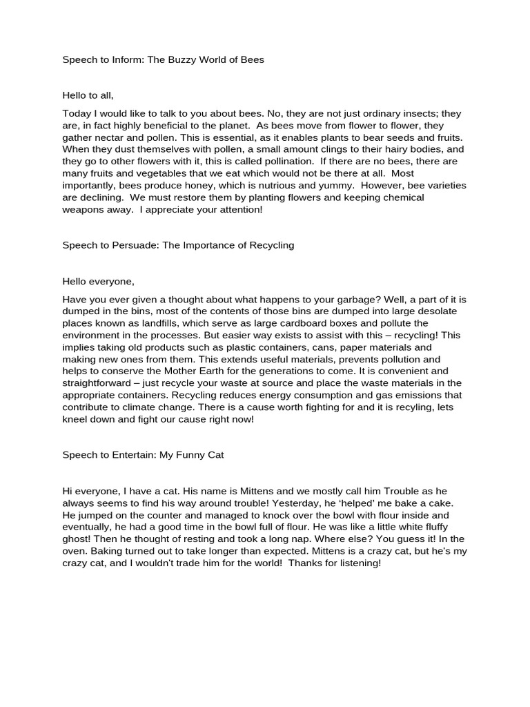 Speech To Inform | PDF
