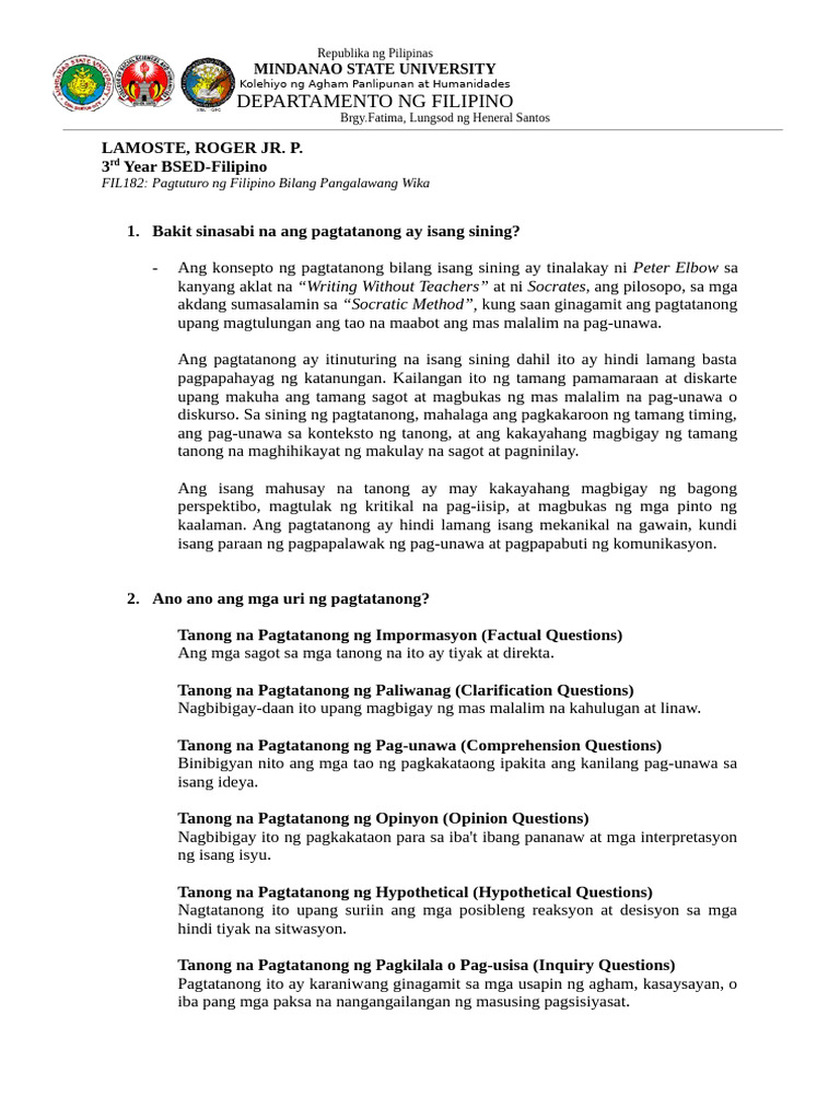 Assignment (Ma'Am Simon) | PDF