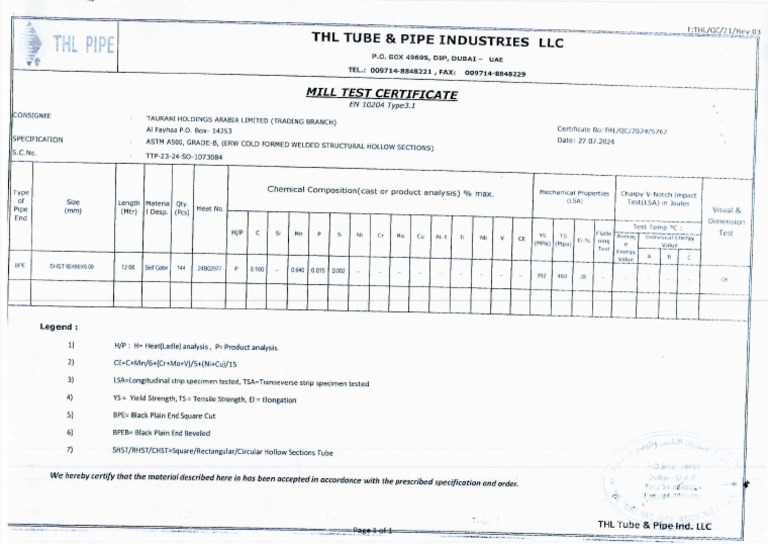 SHS 80 X 80 X 6MM GR B | PDF