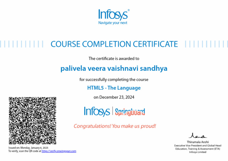 HTML5 Course Completion Certificate | PDF