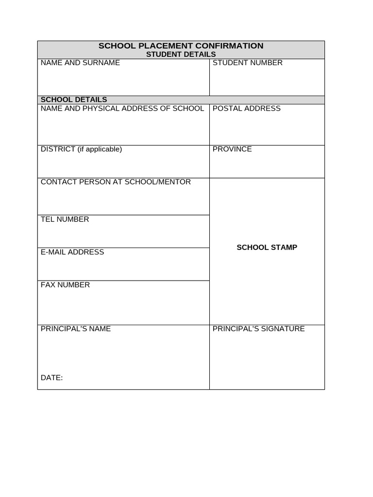 F-WIL 101 Placement Confirmation | PDF
