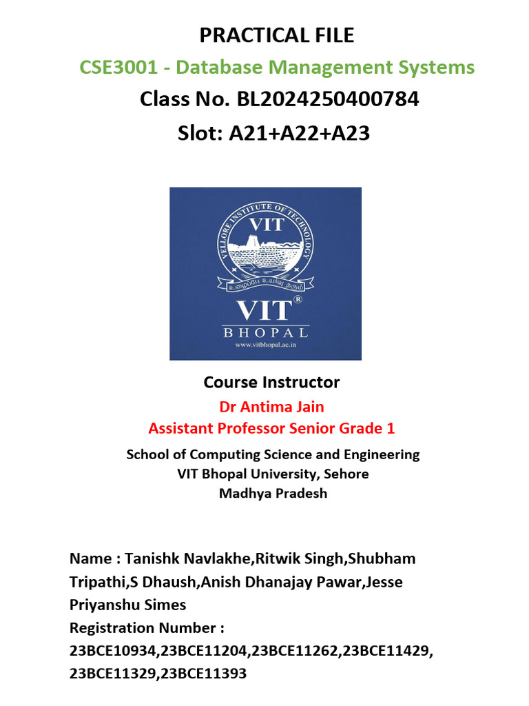 DBMS - LAB PRACTICAL-by Group 3 | PDF | Data Management Software | Databases