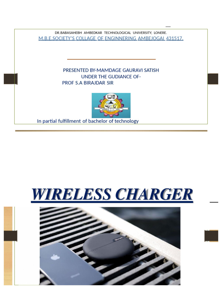 Wireless Charger PPT 1 | PDF | Radio | Wireless