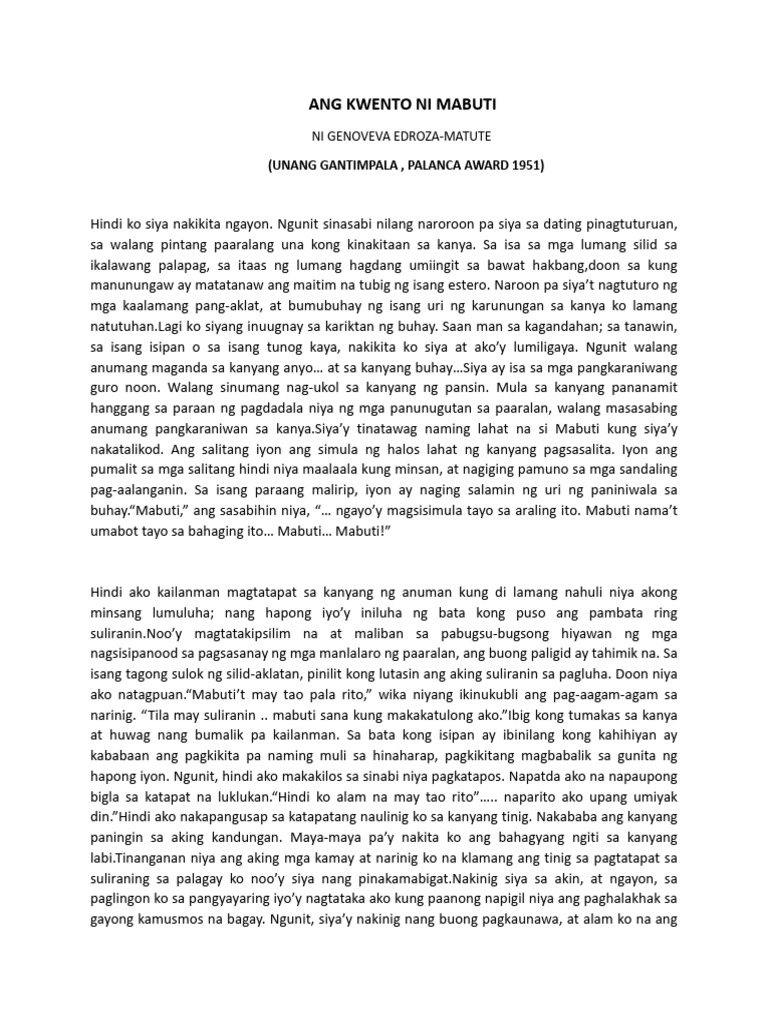 Ang Kwento Ni Mabuti | PDF