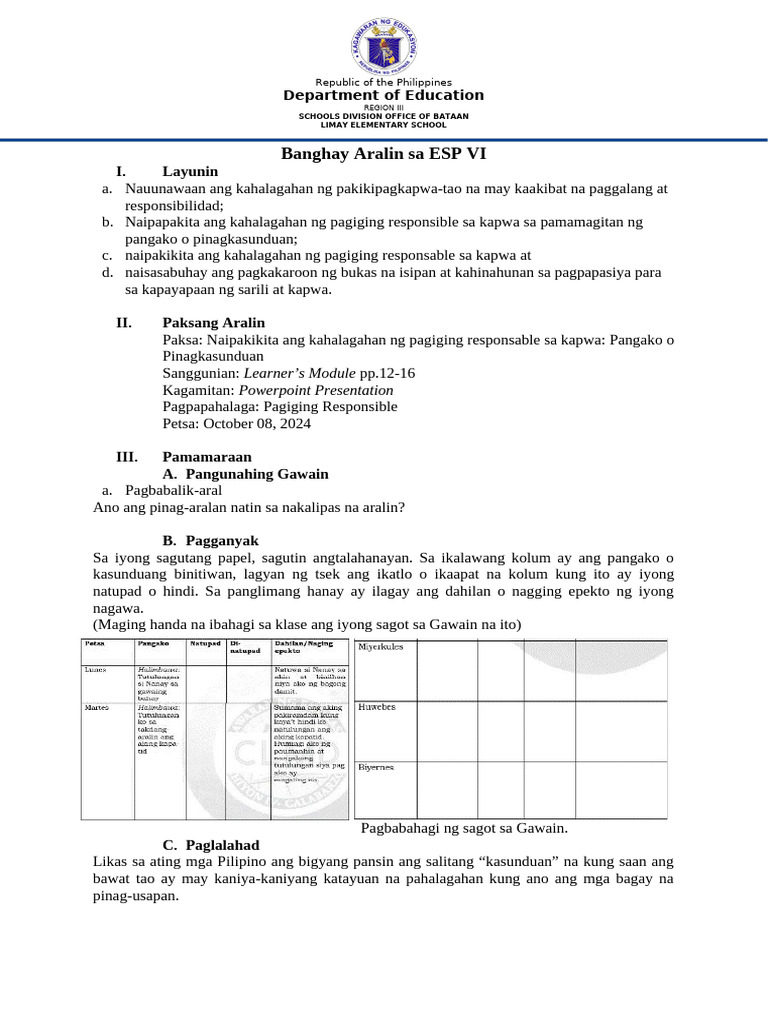 Semi-Detailed Plan Esp-Day 2 | PDF