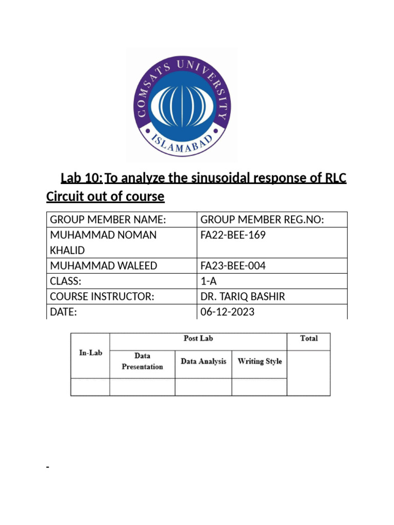 ECA-1 Lab 10 | PDF