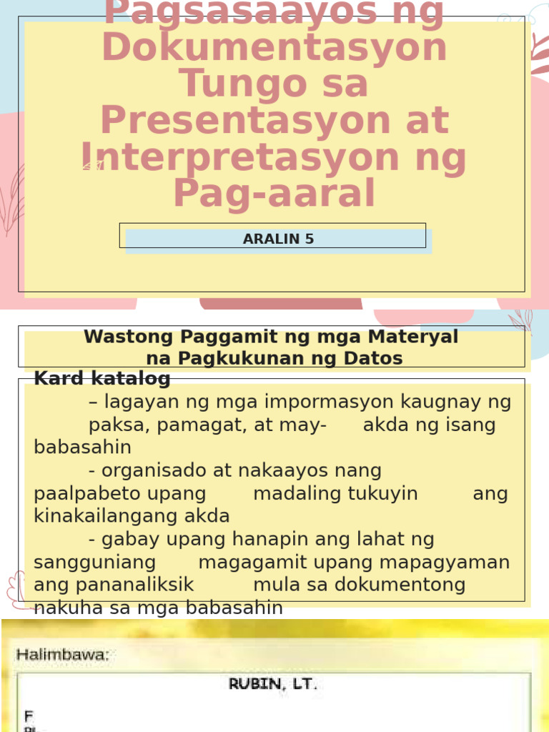 Aralin 5 - Pagsasaayos NG Dokumentasyon | PDF