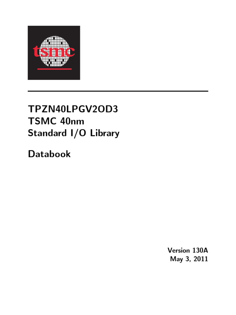 TSMC 40nm Standard IO DataSheet | PDF | Electrical Equipment | Manufactured Goods