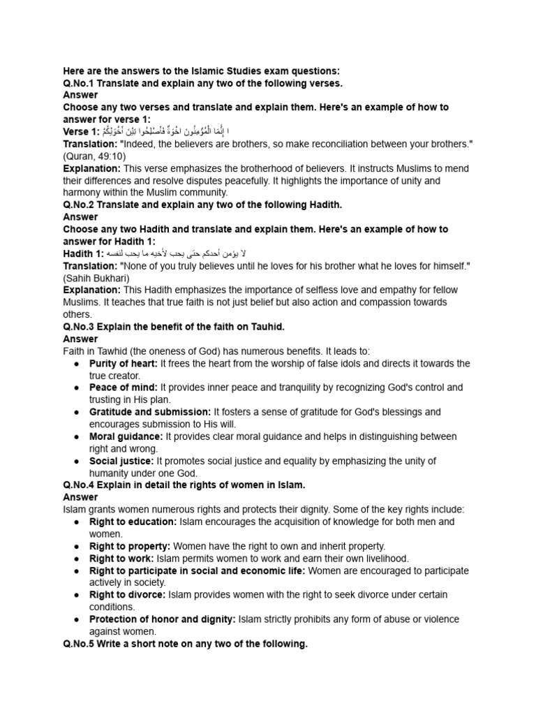 All Questions Solve by Muhammad Anas | PDF | Hadith | Muhammad