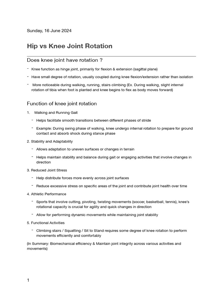 Hip and Knee Rotation PDF | PDF | Knee | Musculoskeletal System
