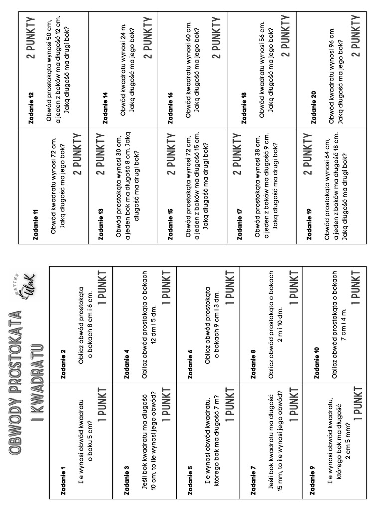 kwadrat protokat obwod | PDF