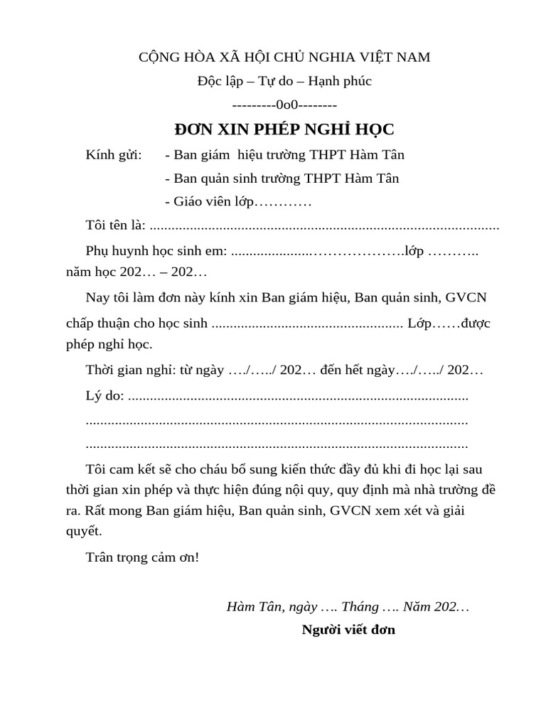 Don Xin Phep Nghi Hoc | PDF