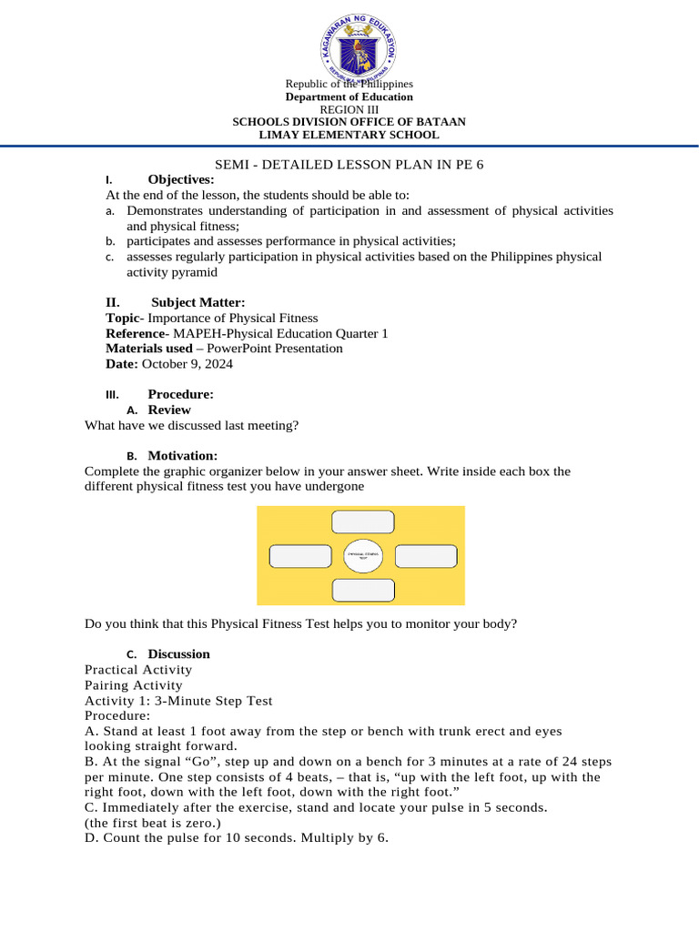 Semi-Detailed Plan Pe - Day 3 | PDF