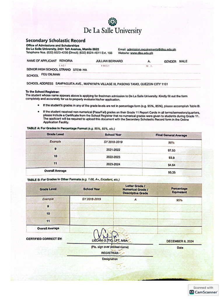 Scholastic Record | PDF