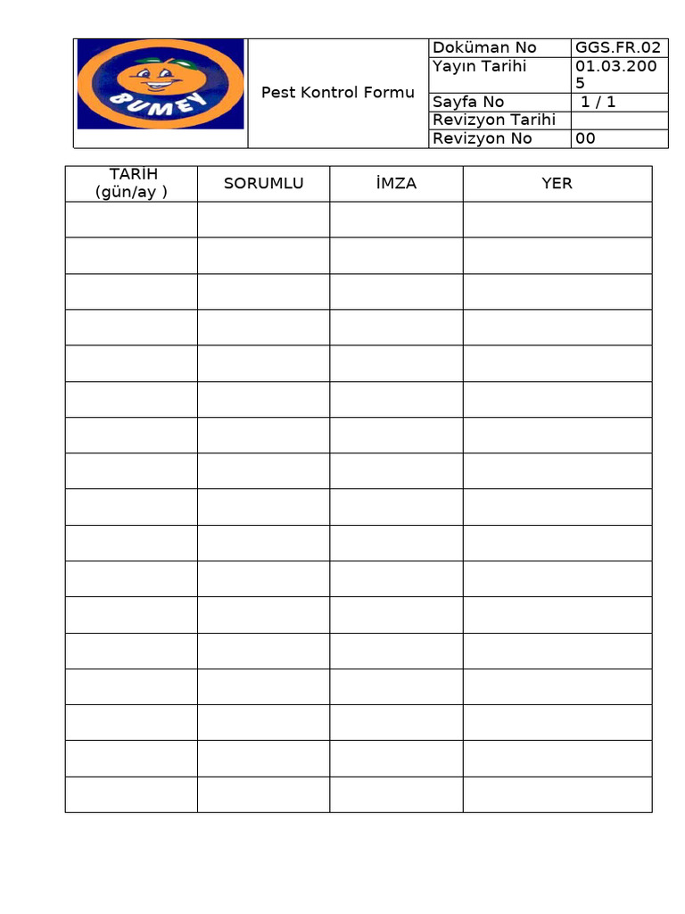 PEST KONTROL FORMU | PDF