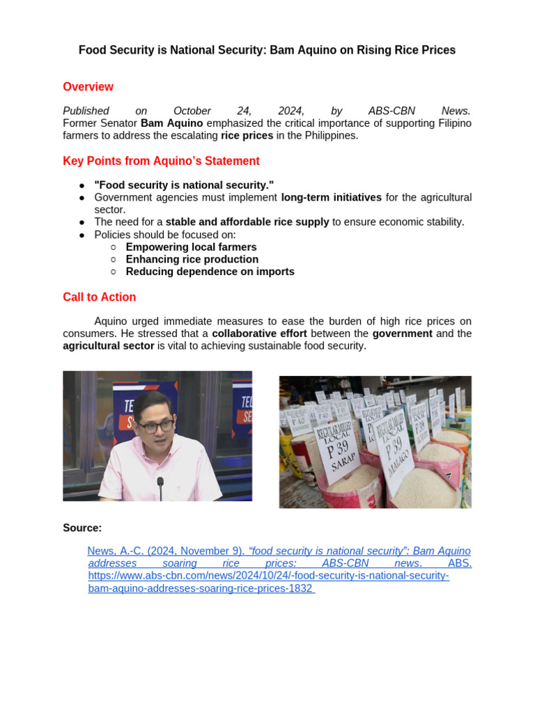 Filipino Farmers Key to Rice Stability | PDF