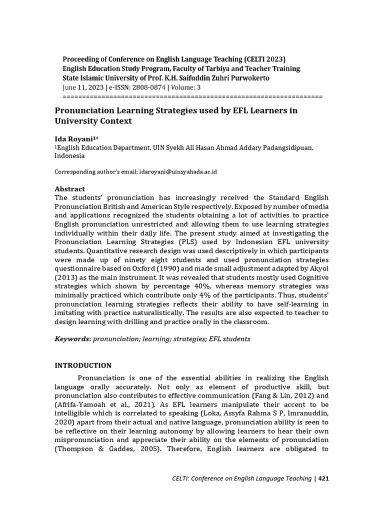 CELTI421-432 - Ida Royani | PDF | English As A Second Or Foreign ...