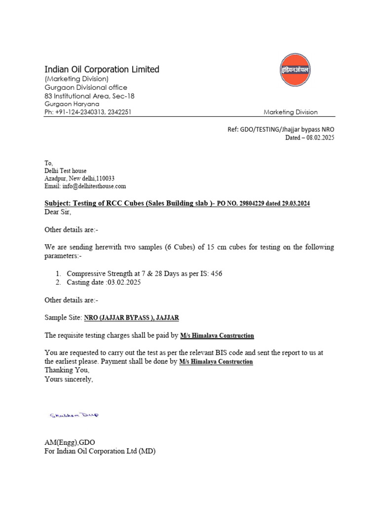 RCC Cube Testing for Jhajjar Bypass NRO | PDF