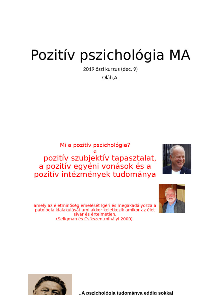OLÁH 13. Óra Pozitív Pszichológia 2019 Dec. 9 | PDF