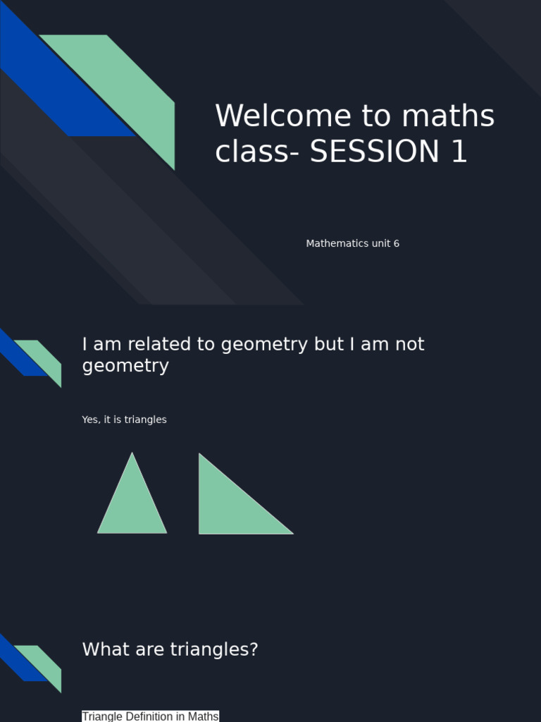 Maths Session 1 - Triangles and Squares - Unit 6 | PDF | Area | Triangle