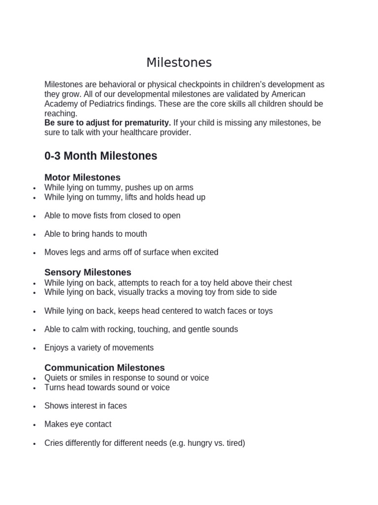 Milestones-Child Development | PDF | Word | Pronoun