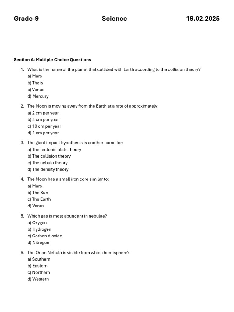 Grade 9 Science: Earth and Space Quiz | PDF | Plate Tectonics | Earth