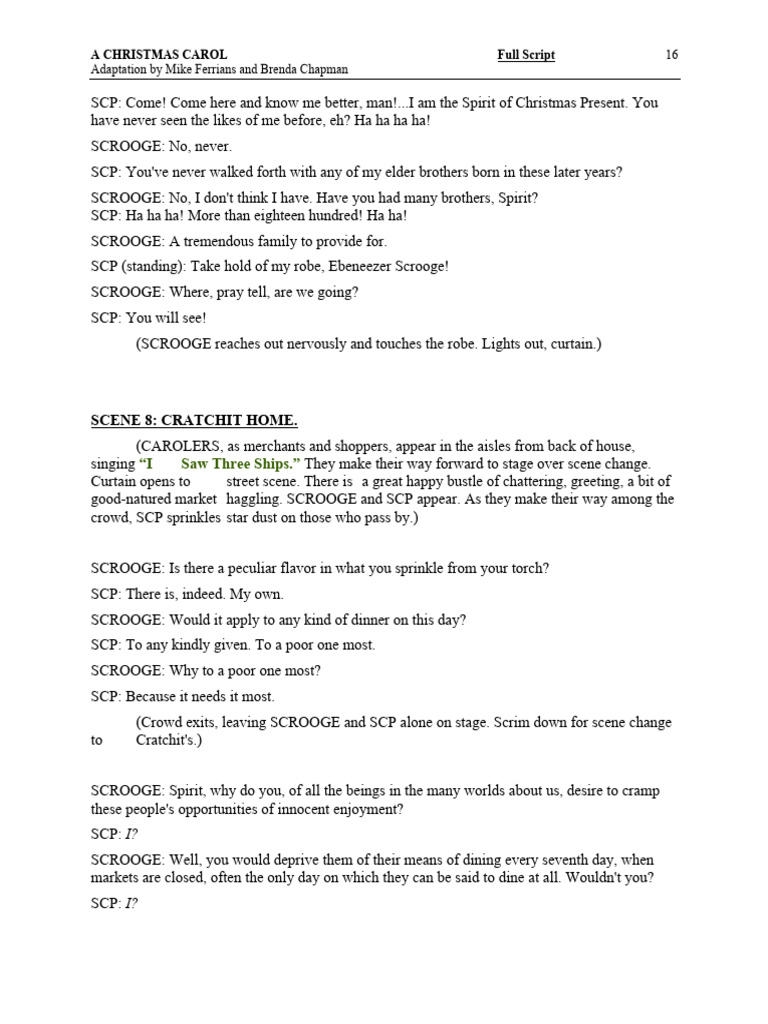Audition Script (Act 1, Scene 8) | PDF | Ebenezer Scrooge | A Christmas Carol