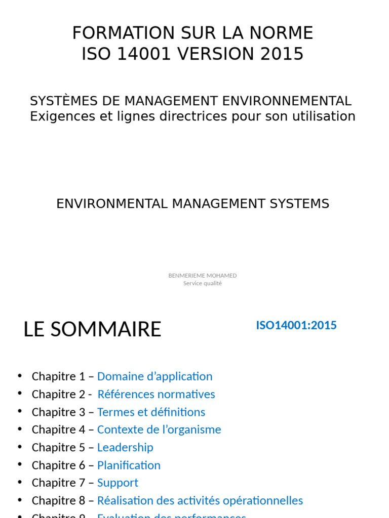 Iso 14001 2015 | PDF | Environnement naturel | Gestion des ressources ...