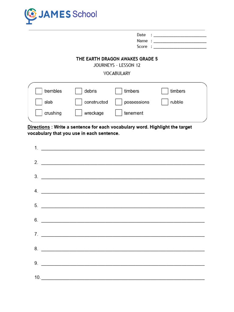 G5. Lesson 12 Vocabularies | PDF