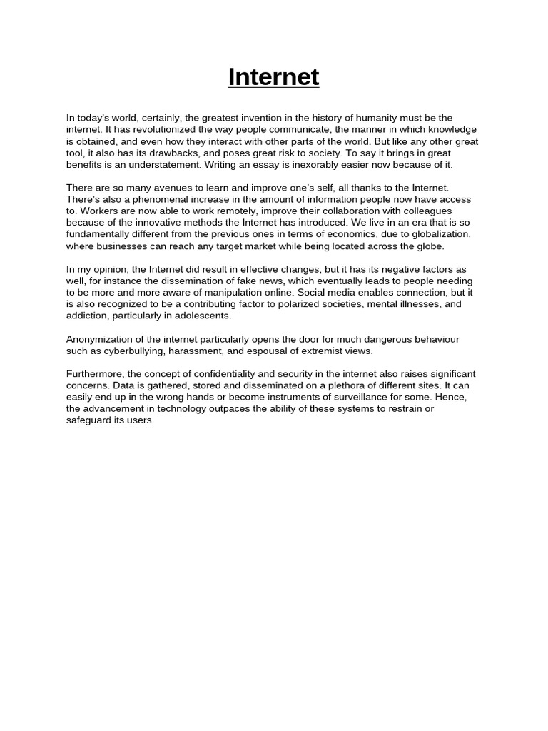The Internet: Benefits and Risks Explained | PDF