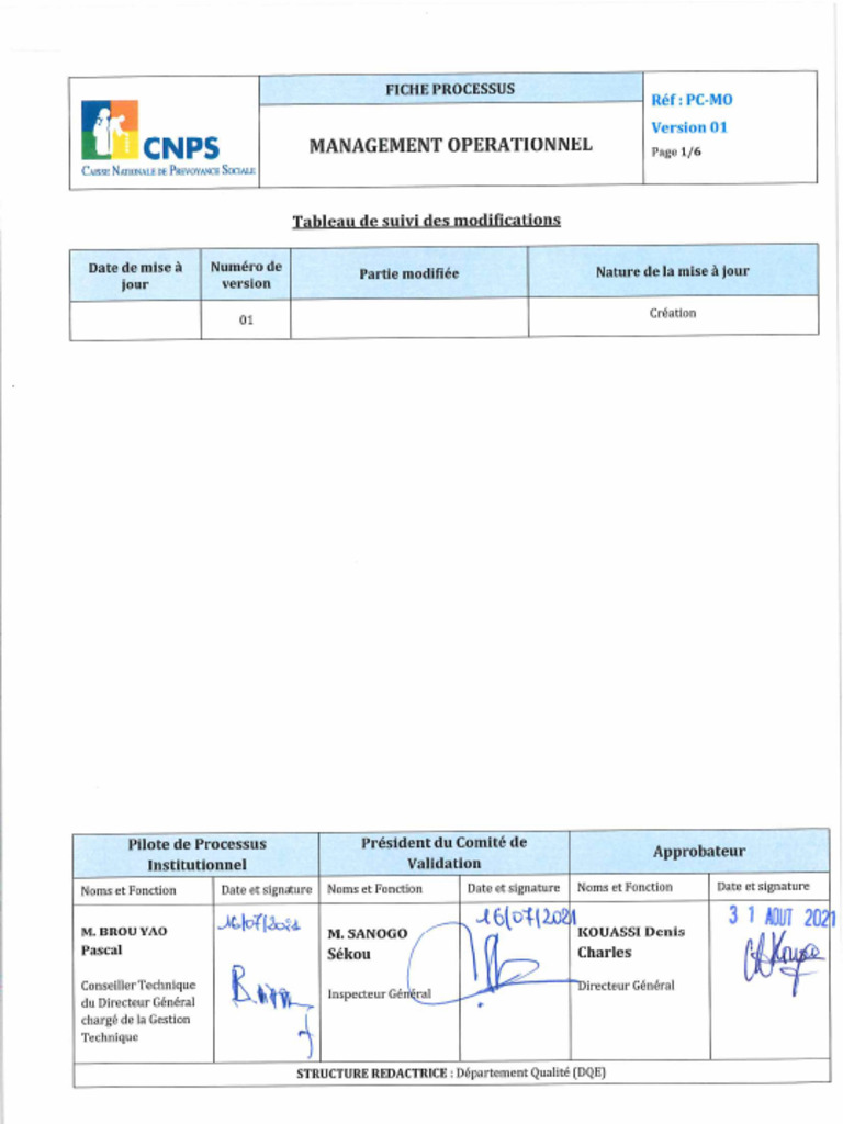 FICHE MACRO PROCESSUS MO | PDF