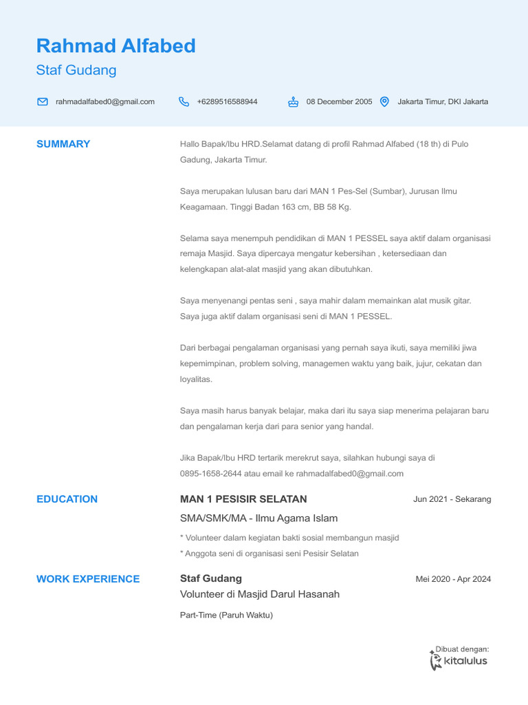 Rahmad Alfabed_KitaLulusCV | PDF