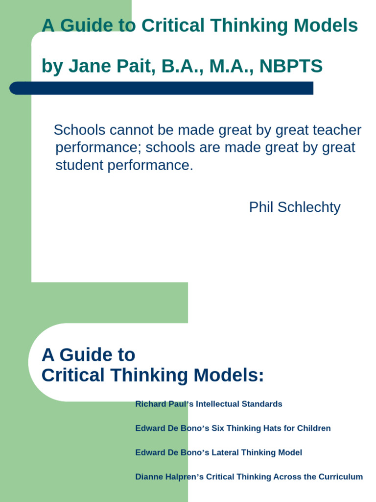 A+Guide+to+Critical+Thinking+Models | PDF | Thought | Critical Thinking