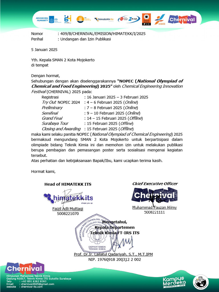 409-B-SMAN 2 Kota Mojokerto-I-Undangan Dan Izin Publikasi NOPEC 2025 | PDF