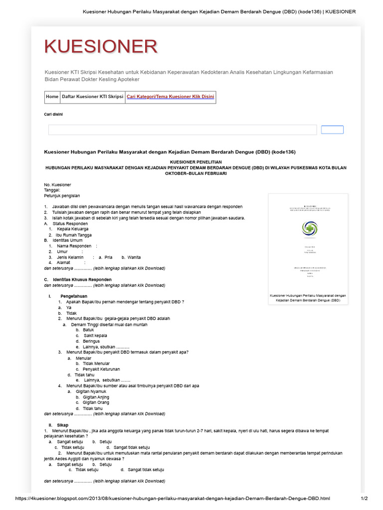 Kuesioner DBD dan Perilaku Masyarakat | PDF