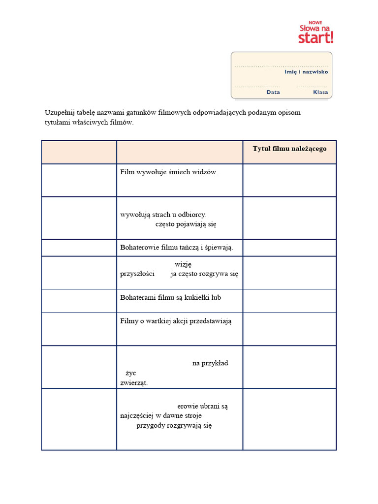 Rozdzial 3 Temat 49 Karta Pracy 2 Jaki To Gatunek | PDF