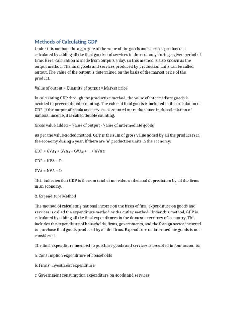 GDP - Calculation - Methods 2025 | PDF | Gross Domestic Product ...