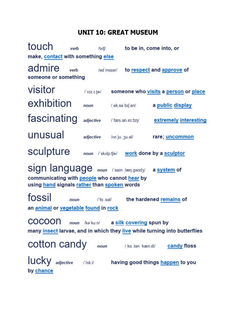 Vocabulary Unit 10 | PDF