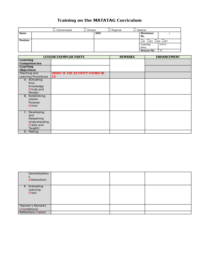 Science 7 - Session 7B Application Template | PDF