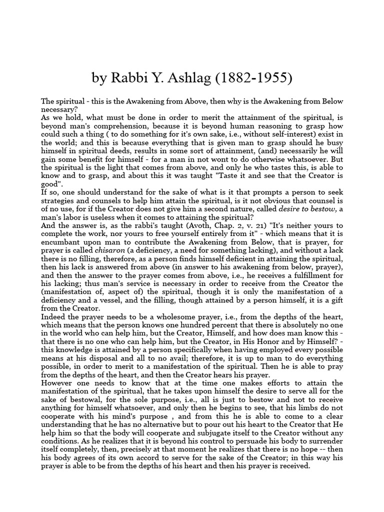 Ashlag Y-Attaining The Spiritual | PDF | Prayer | Religious Belief And ...
