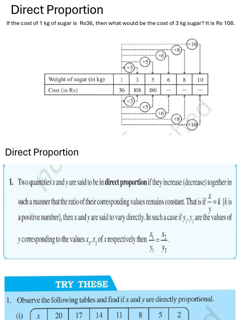 Direct and inverse proportion class 8th 25 | PDF