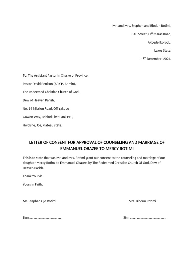Consent Letter 1 | PDF