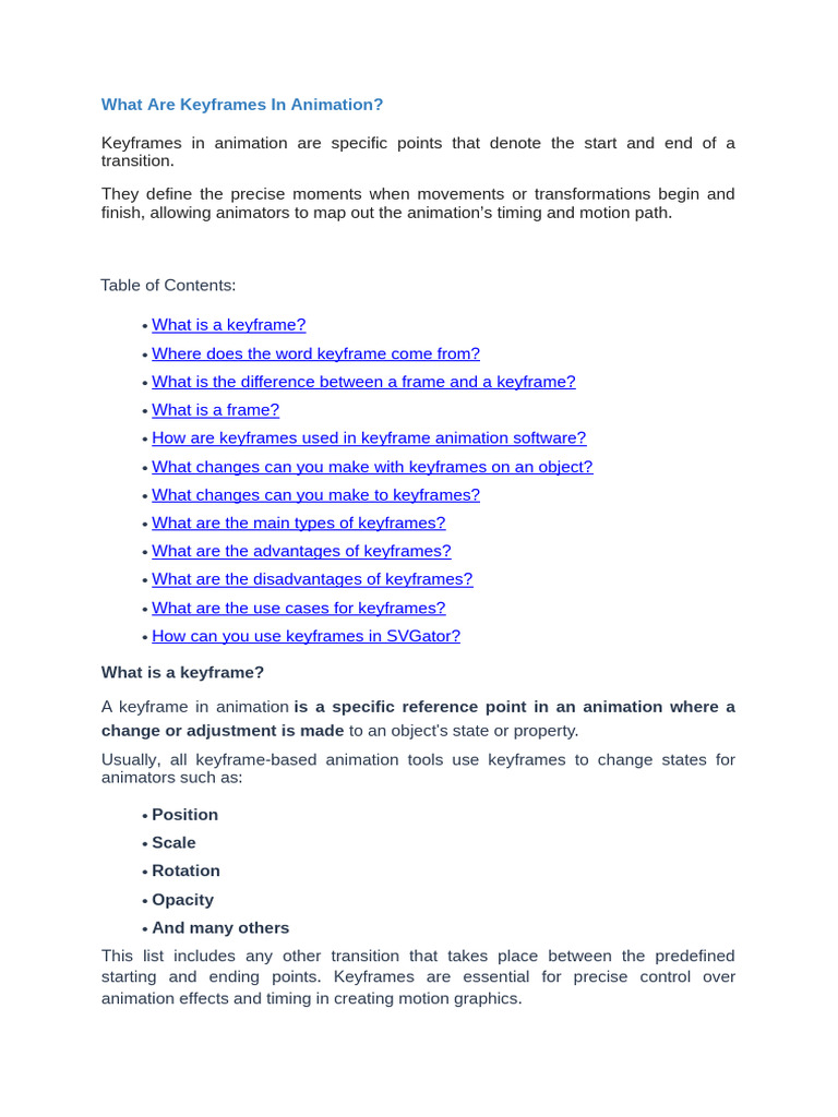 Understanding Keyframes in Animation | PDF | Film Frame | Frame Rate